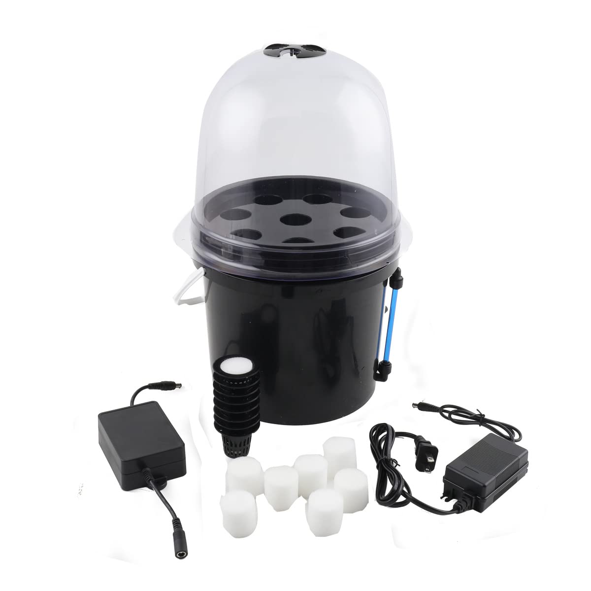 WEBTB Top Feed Drip Hydroponics Systems Recirculating Deep Water Culture Hydroponic Bucket System 8L Hydroponic Growing Kit with 5 Holes Soilless Cultivation Grow Box Garden Cabinet Box