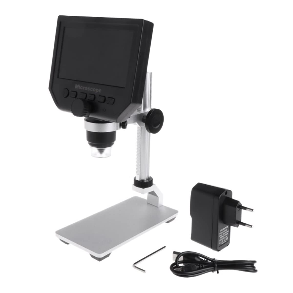 UIOYU Handheld Digital Microscope Accessories G600 4.3" LCD Digital Microscope LED Zoom 1-600X 3.6MP Camera Microscope Accessories (Color : Metal, Size : 600X)
