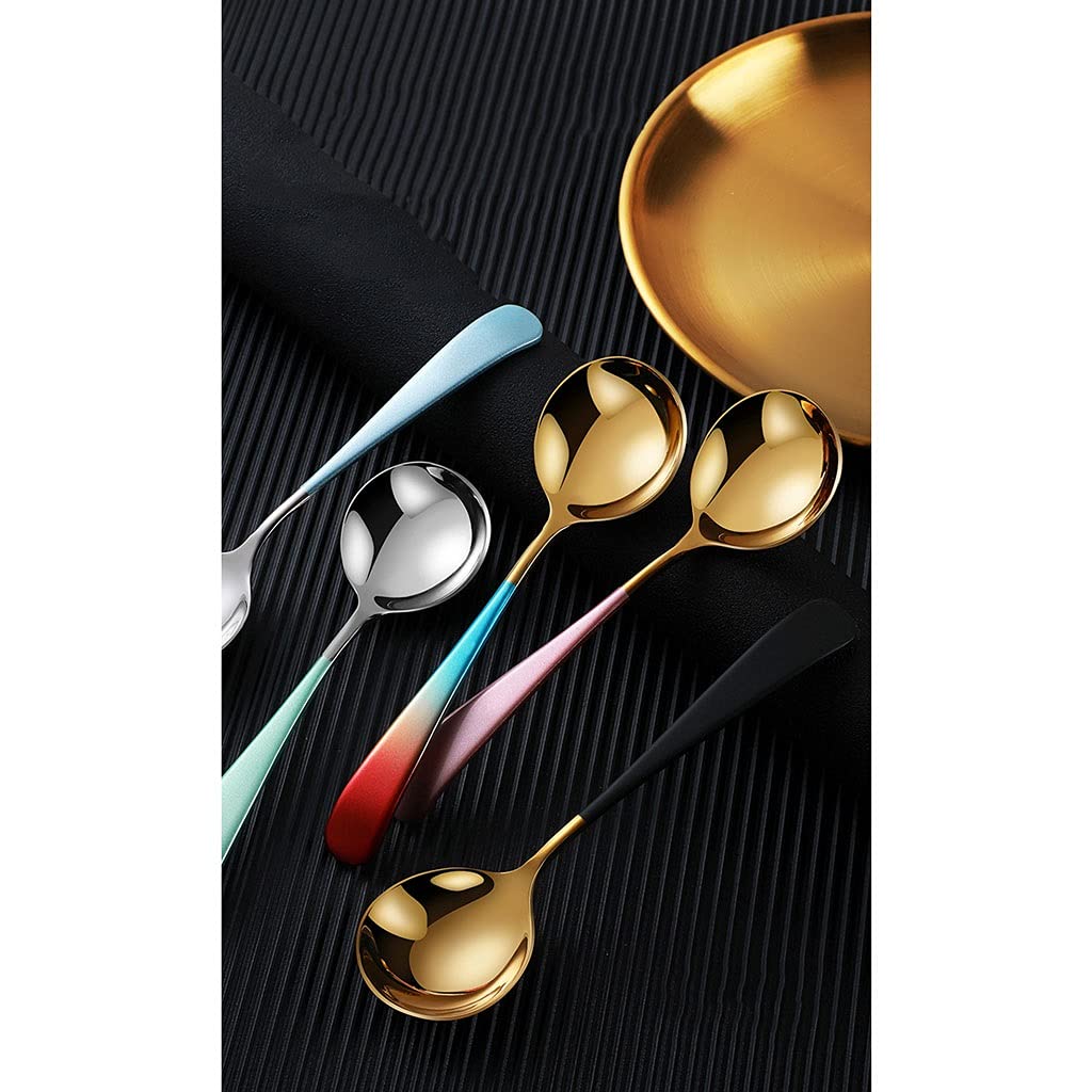 Spoons Silverware Dessert Spoon Stainless Steel Soup Spoon Soup Spoon Household Eating Spoon Coffee Stirring Spoon Spoon Two Pieces Spoon Set (Color : B)