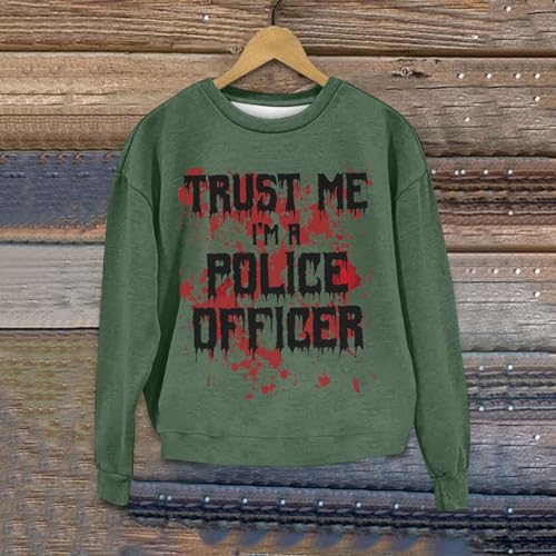 today deals prime Halloween Sweatshirt for Women TRUST ME Letter Bloody Shirt Print Long Sleeve Sweatshirt Top Pullover Tunic (1-AG, L)