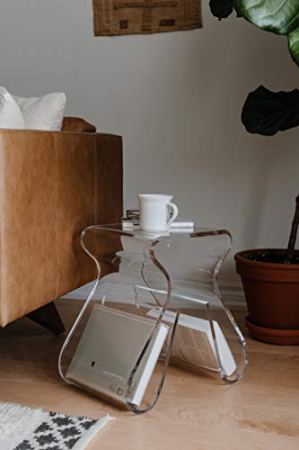 Umbra Magino, Acrylic Side Table, End Table, Stool with Storage, Modern Magazine Rack, Clear,21.725" x 20.9" x 15.125"