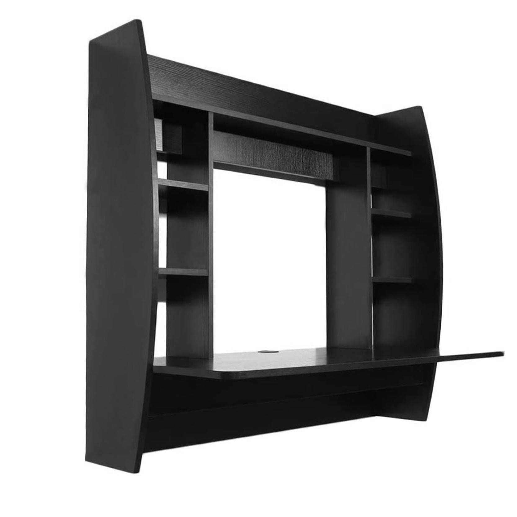 Wall Mounted Floating Computer Desk,with Storage Shelves Home Computer Table Floating Dining Desk,Durable and can Withstand a lot of Load. (Black)