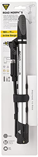 Topeak Road Morph G Bike Pump with Gauge, Black, Silver, Large x w x h 35 x 5.7 x 2.8 cm/ 13.8” x 2.2” x 1.1”, TRP-3G