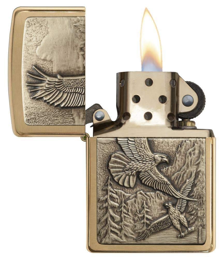 Zippo Where Eagles Dare Brushed Brass Pocket Lighter, One Size