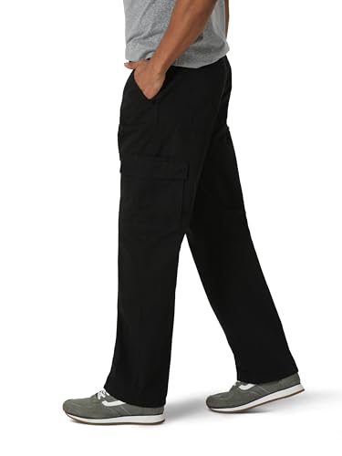 Wrangler Authentics Men's Relaxed Fit Cargo Pant (Logan), Black Twill, 35W x 30L