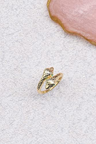 YoTreasure Green Onyx Retro Snake Stackable Ring 18k Gold Over Silver