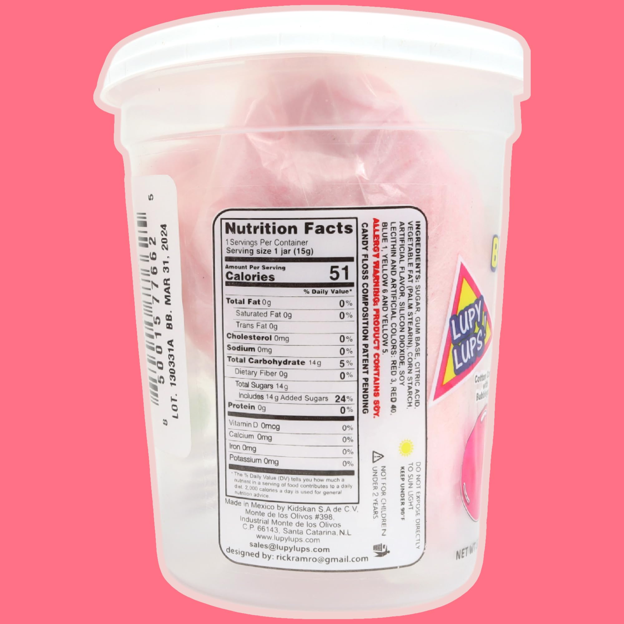 Strawberry Cotton Candy Bubblegum, Bulk Individually Packaged Sweets, Party Favors, 0.52 Ounces, (Pack of 12)
