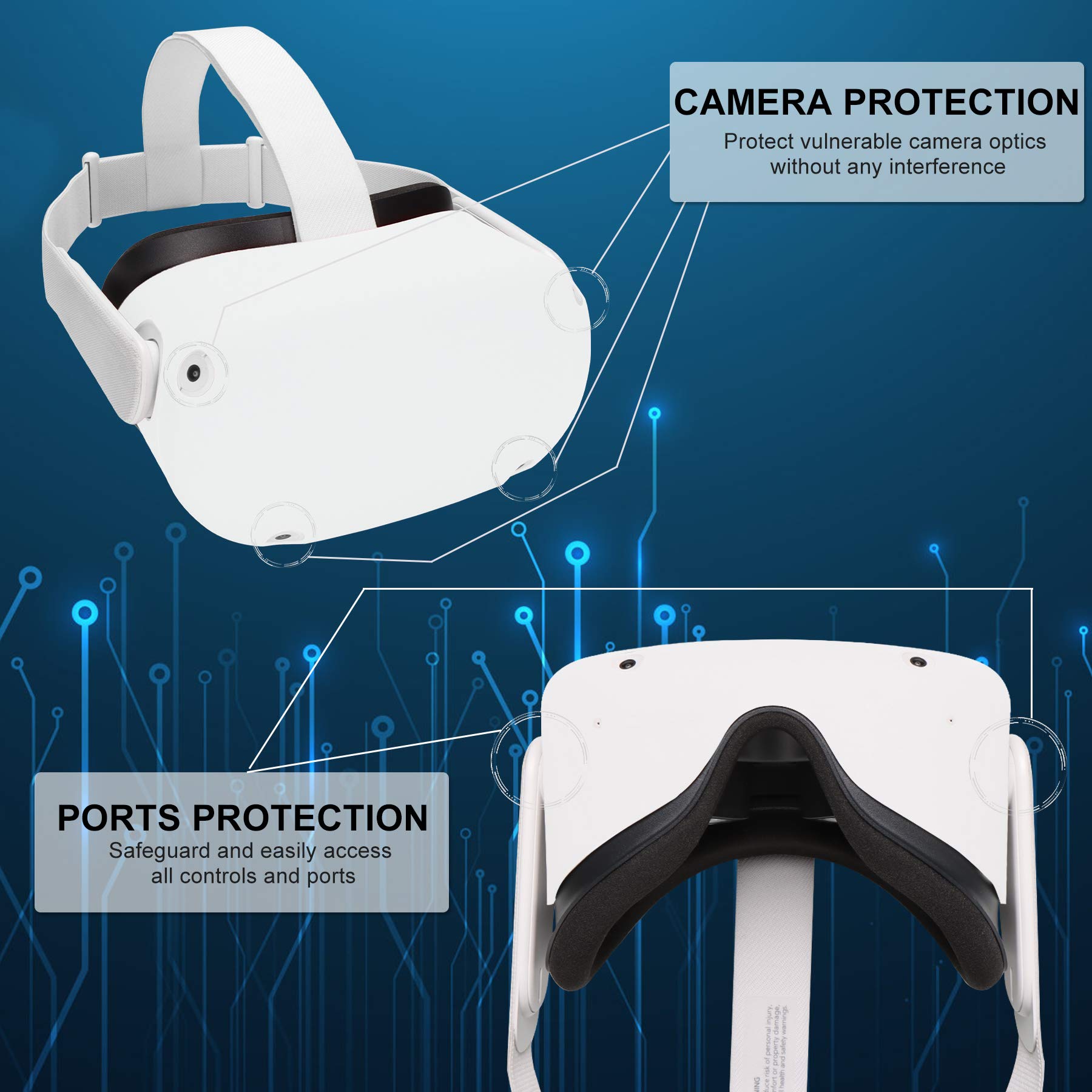 X-super Home 2021 Newest Silicone VR Shell Case for Oculus Quest 2 Soft Membrane VR Headset Protection Anti-scrach Shock-Resistant Accessories for Q2 (Transparent)