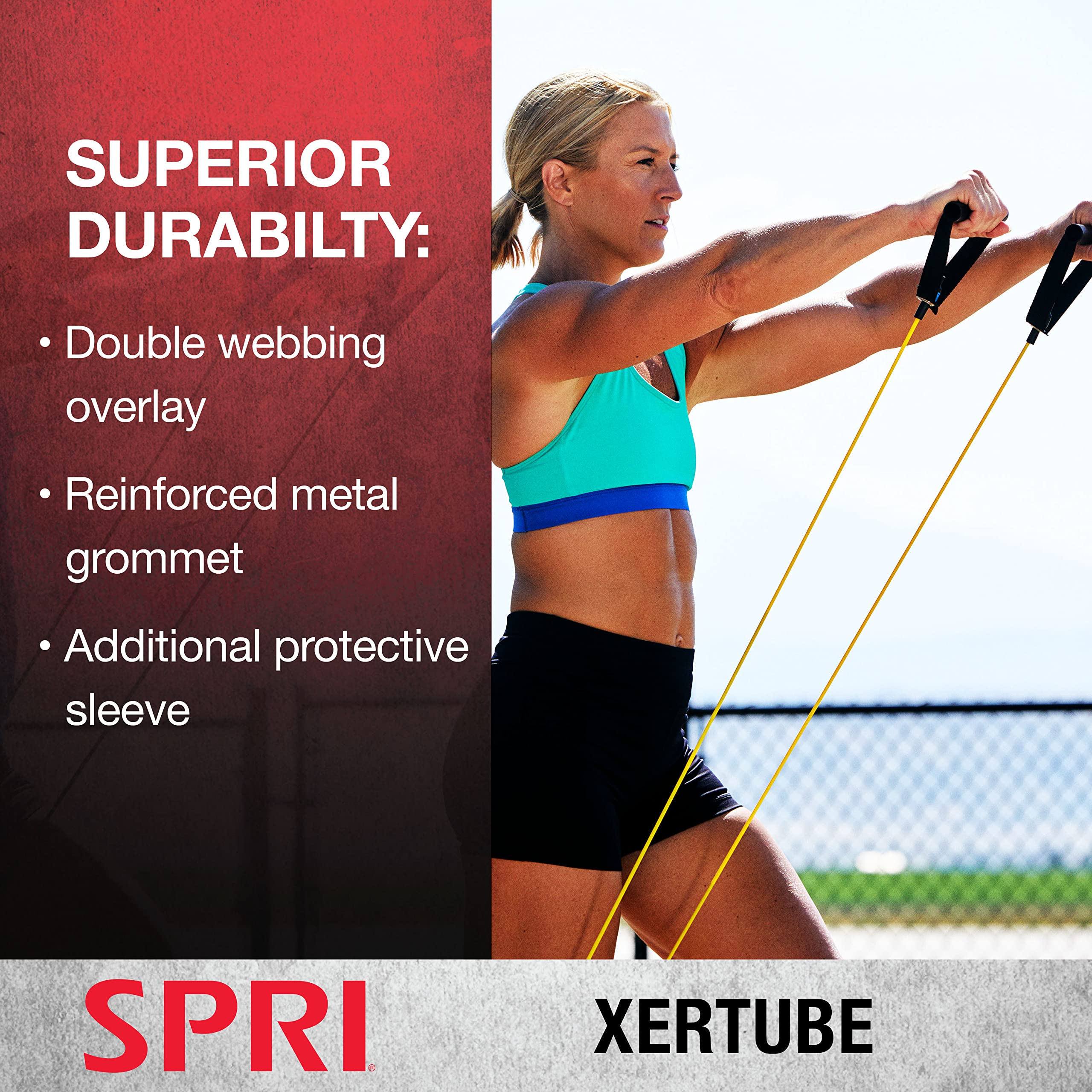 SPRI Xertube Resistance Bands with Handles β All Exercise Cords Sold Separately with Home Gym Workout Fitness Door Anchor Attachment Option