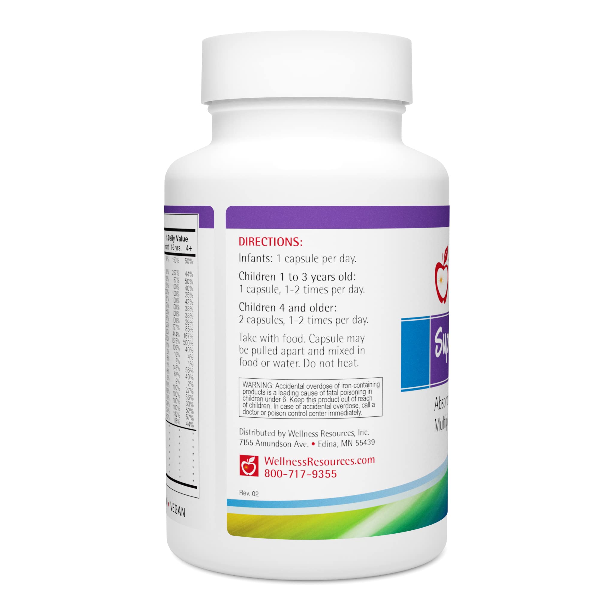 Wellness Resources Super Mini-Multi - Children's Multivitamin Swallowable Capsules with Methyl Folate, Methyl B12 and Coenzyme B Vitamins for Growth, Focus, Brain Health (120 Capsules)