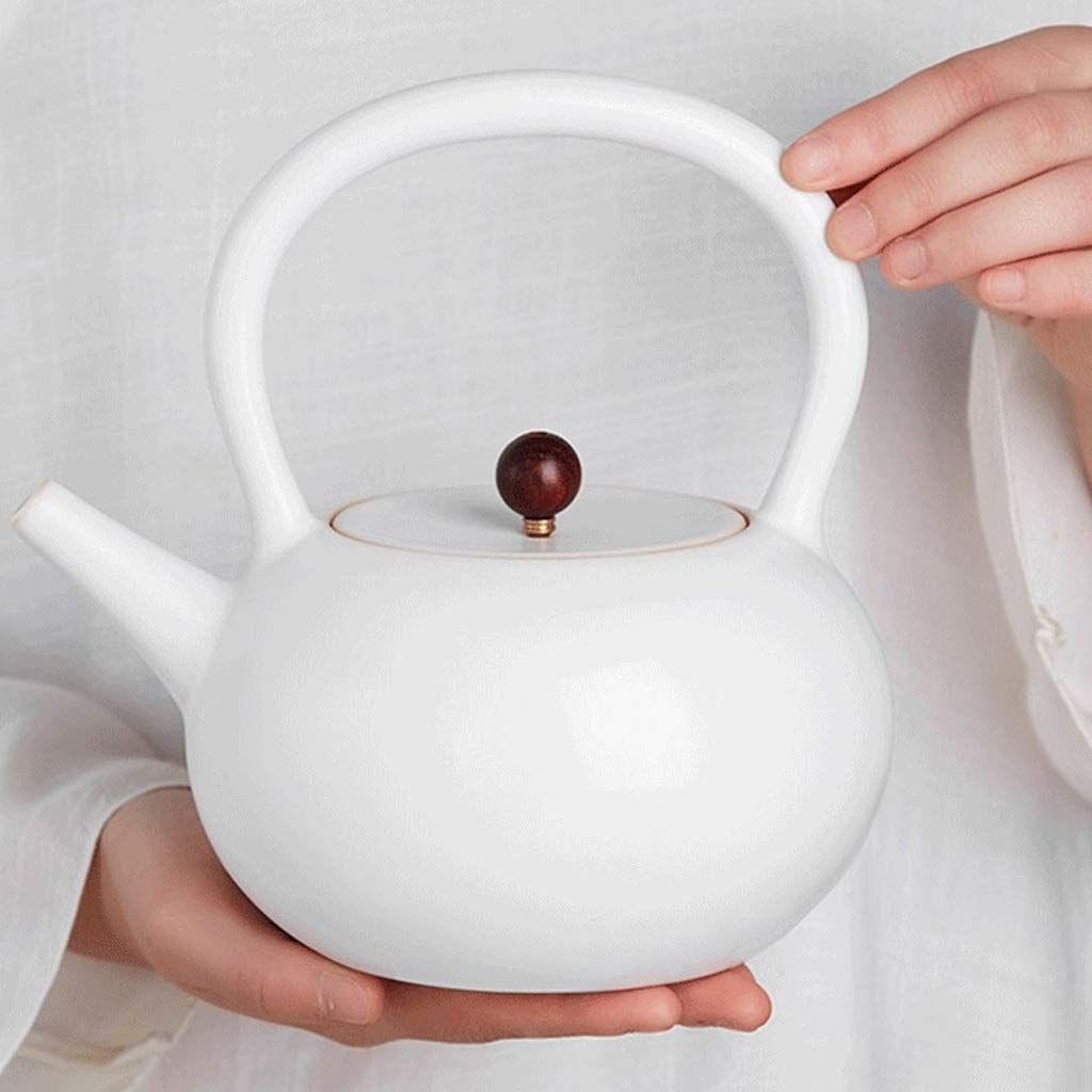 ZNZN Ceramic Kettle Retro Chinese Kettle Large-Capacity Stove Teapot with Round Comfortable Handle Creative Gift (700ml, 23.6oz) Multifunctional Water Kettle (Color : White)