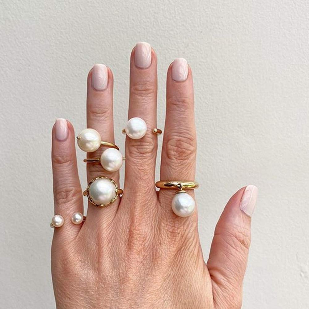 Xerling 5 Pcs Women Girls Pearl Open Ring Gold Knuckle Stackable Joint Finger Rings Sets Bohemian Trendy Ring