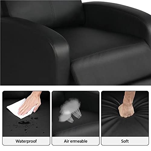 Yaheetech 2-Seat Reclining Chair Leather Recliner Sofa Modern Chaise Couch Lounger Sofa for Living Room Home Theater Black