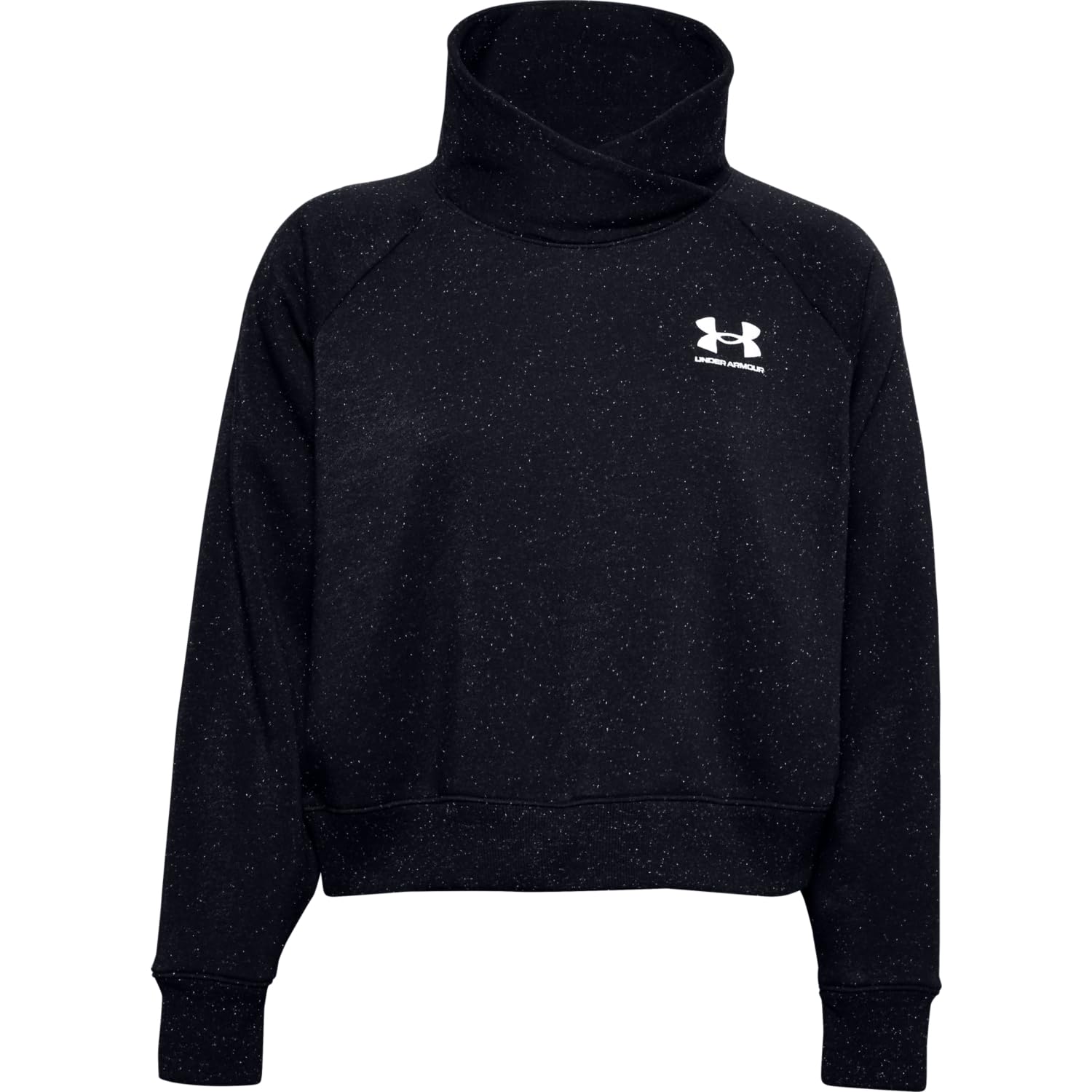 Under Armour Women's Rival Fleece Wrap Neck Pullover , Black (002)/White , X-Small
