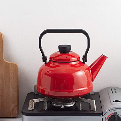 ZNZN Enamel Kettle Red Teapot Thickened Straight Fire Large Capacity Creative Kettle with Comfortable Handle (2.3L /77.7OZ) Multifunctional Water Kettle