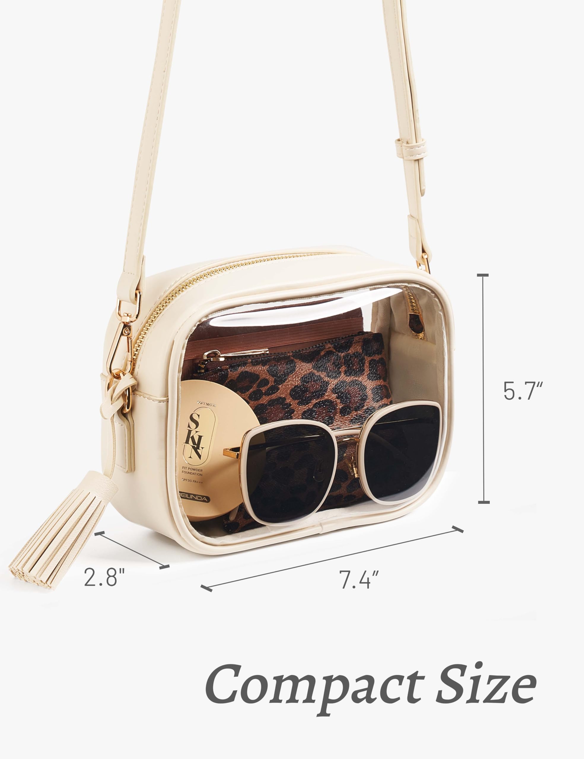 Yarnic Clear Bag Stadium Approved, PVC Clear Crossbody Purse Small Clear Crossbody Bag with Adjustable Shoulder Strap for Women