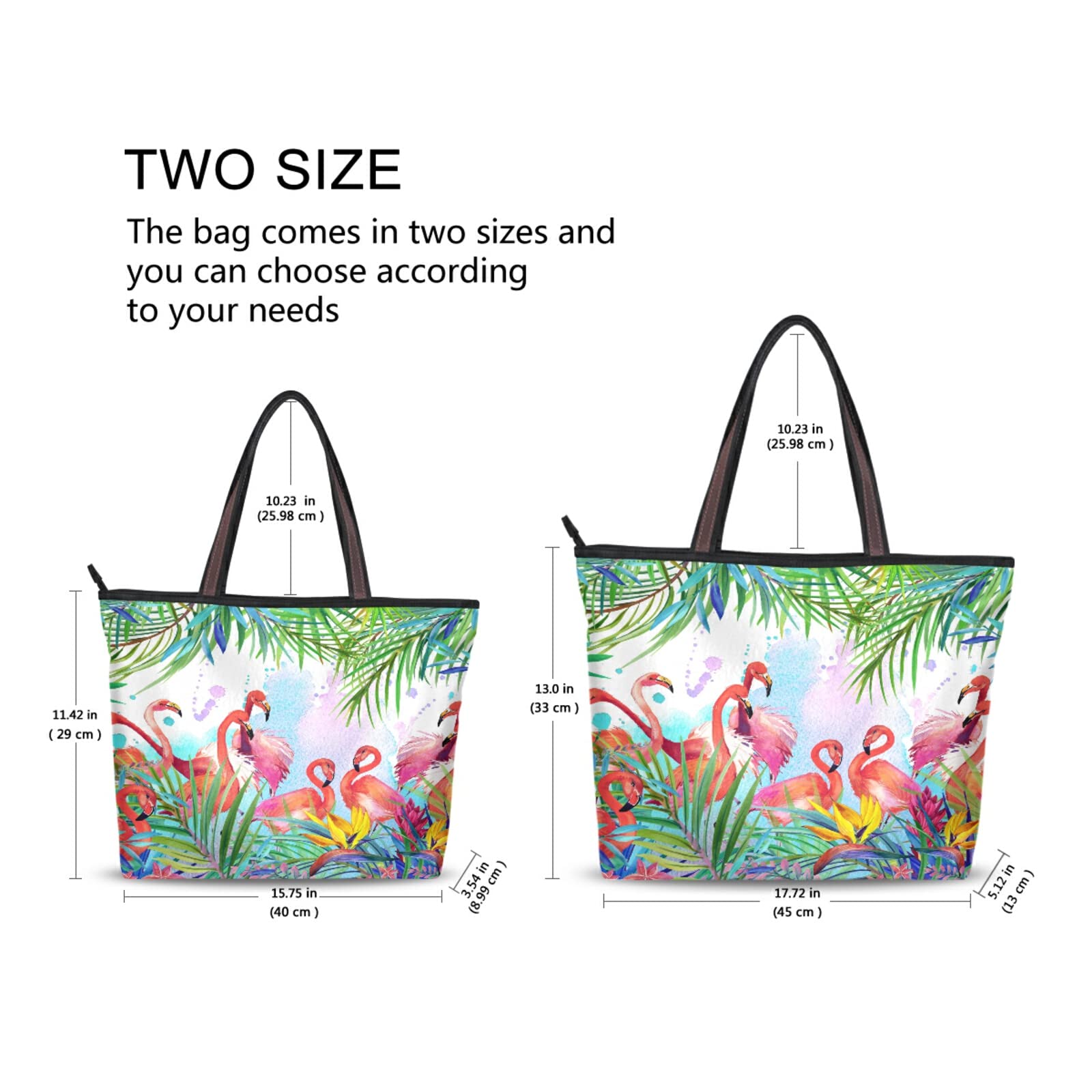 Women's Tote Purse with Pocket Tropical Handbag Polyester Tote Bag Flamingos