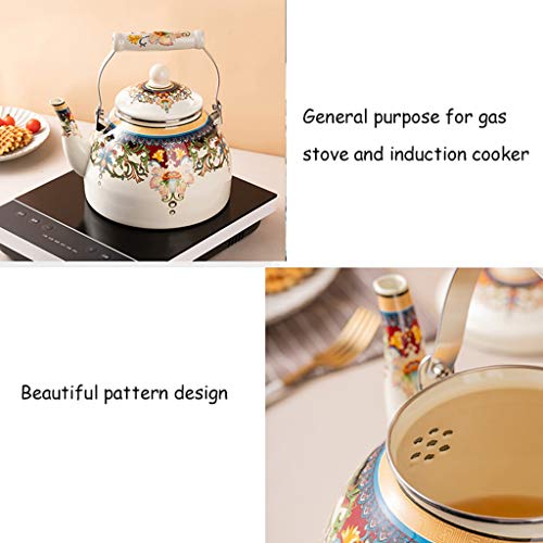 ZNZN Stovetop Kettle Enamel Kettle Outdoor Camping Kettle Enamel Coated Steel Exquisite and Simple Pattern Design (5L, 169OZ) Multifunctional Water Kettle