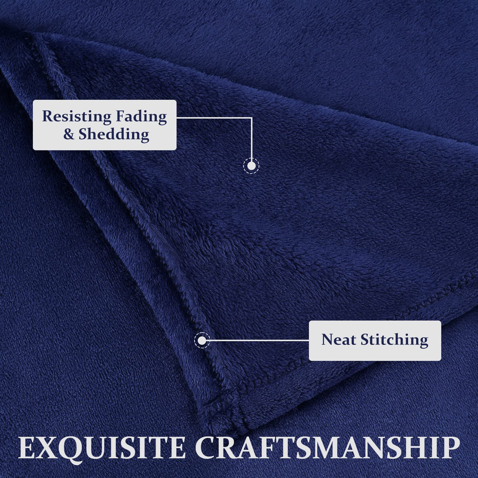 Yastouay Fleece Throw Blanket, Super Soft Lightweight Cozy Luxury Flannel Bed Blanket, Fluffy Plush Couch Blanket Throw for All Seasons (Navy Blue, 90x90 inches)