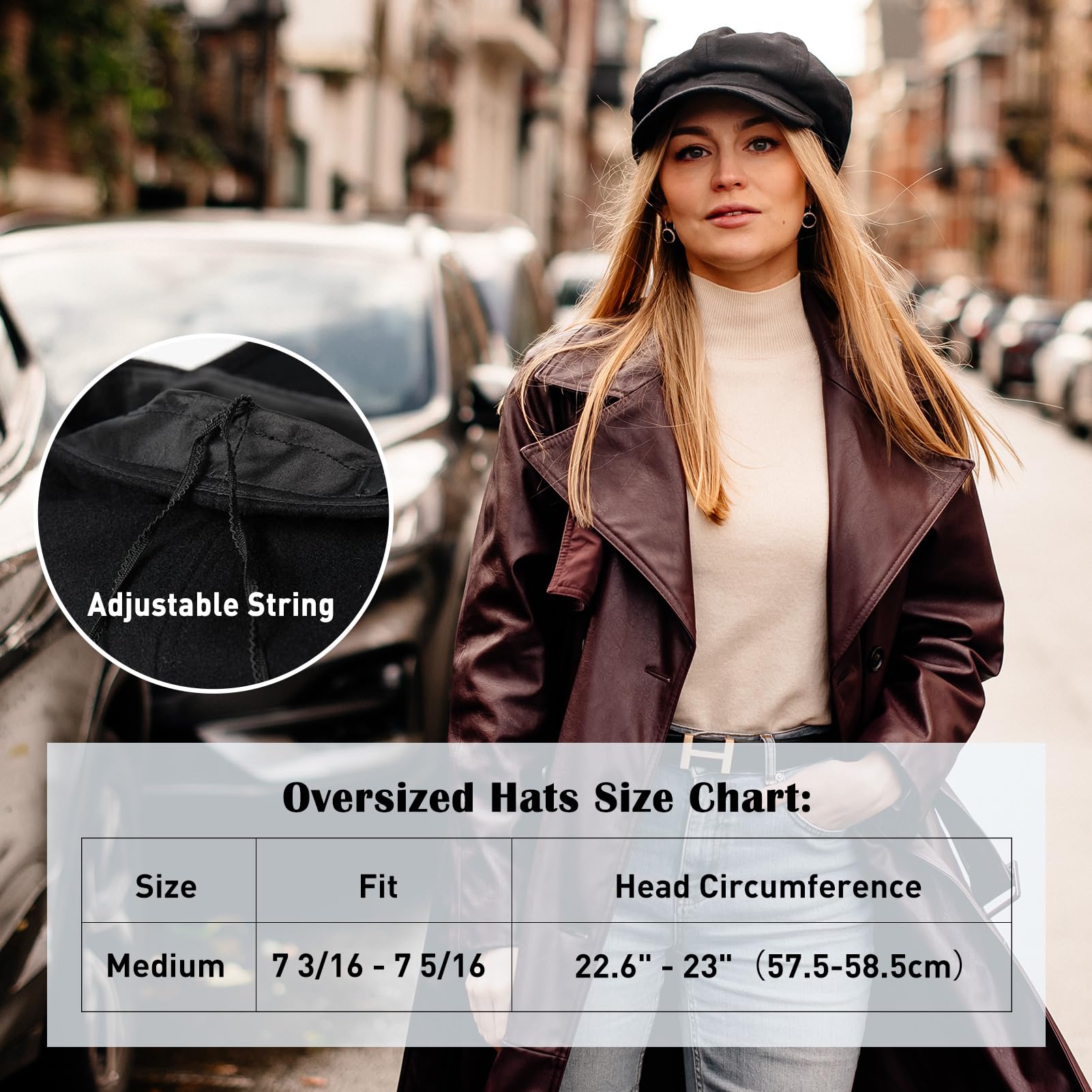 SIGGI Womens Merino Wool Visor Beret Newsboy Cabbie Cap Winter Hats with Lining Spring 67145_black,Medium