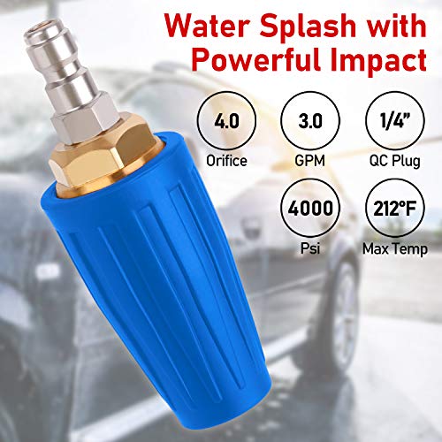TOTALBLAST Pressure Washer Rotating Turbo Nozzle 4,000 PSI, 4.0 Orifice, 3.0 GPM with 1/4" Quick Connect Plug