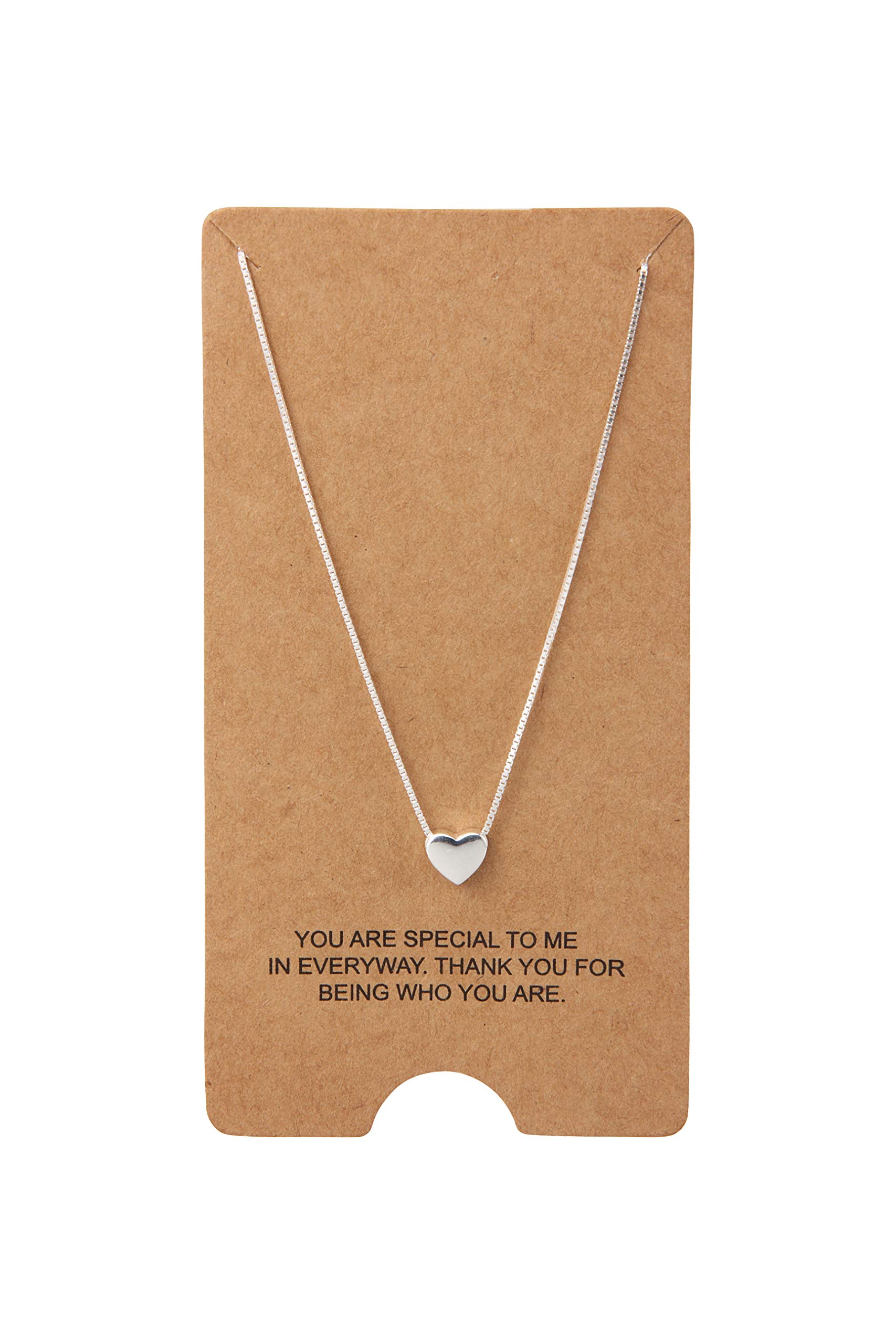 WRISTCHIE 925 Sterling Silver Tiny Minimalism Floating Heart Necklace 17.5" (Silver) (Box Chain)
