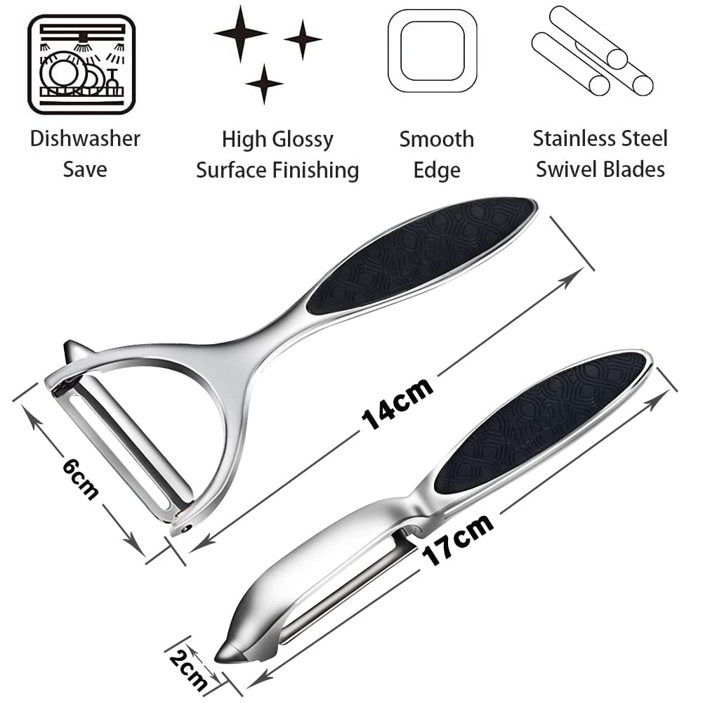 Vegetable Peeler, Potato Peelers for Kitchen Stainless Steel Multi-function Set Fruit Peeler For Kitchen and Household Tools Y & I Shape Swivel Blades with β2 Orange Citrus Peelers