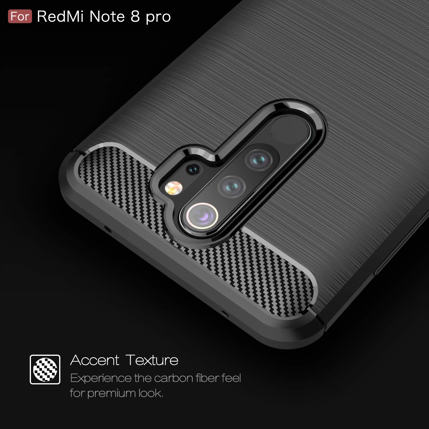 Xiaomi Redmi Note 8 Pro Case, Silicone Leather[Slim Thin] Flexible TPU Protective Case Shock Absorption Carbon Fiber Cover for Xiaomi Redmi Note 8 Pro Case (Navy)