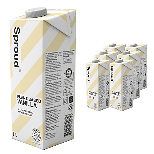 SPROUD Dairy Free Milk VANILLA Flavor, Vegan Milk with Plant-Based Pea Protein, Shelf Stable Non-GMO, 1 Liter (Pack of 6)