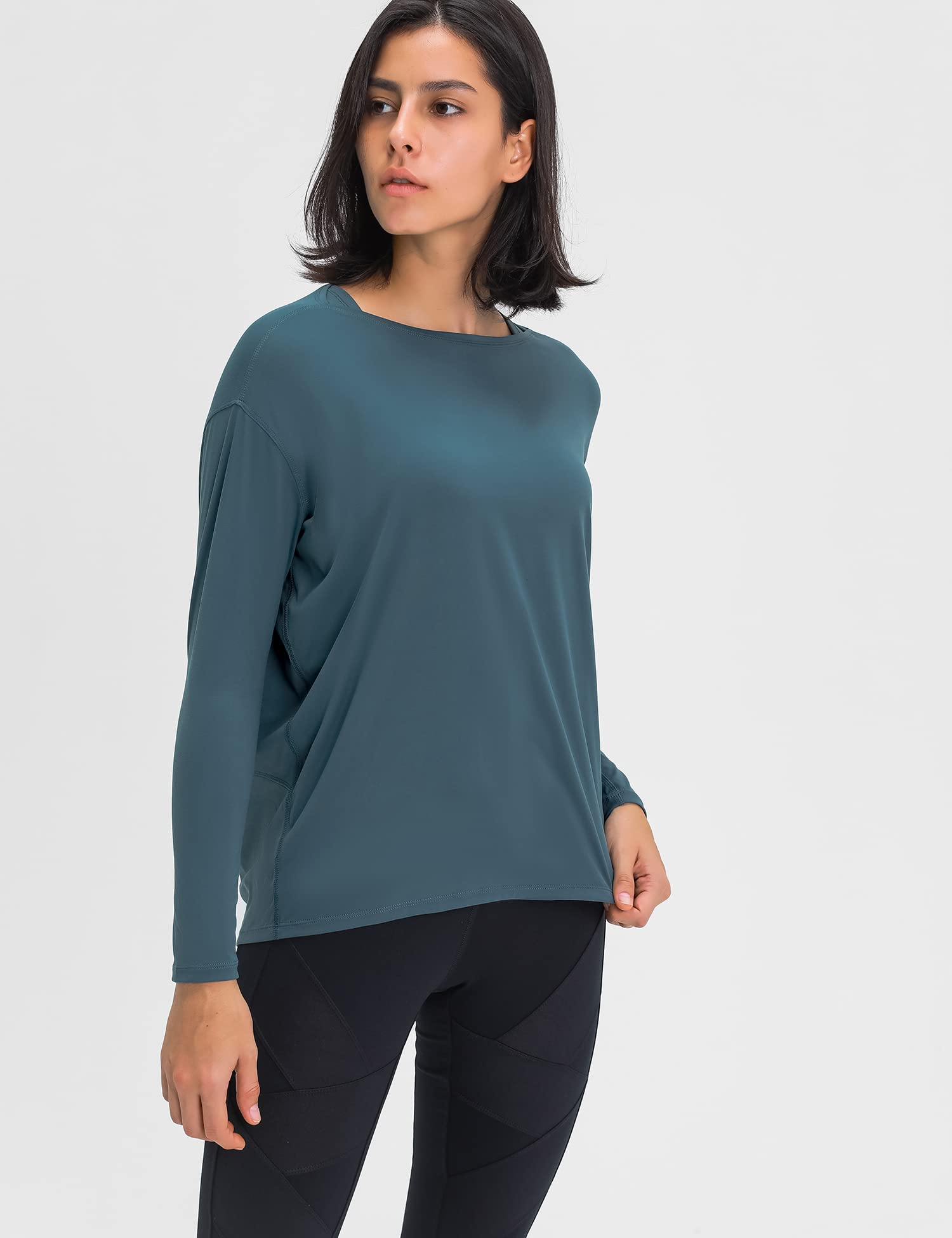 YQBFIT Loose Workout Shirts for Women Long Sleeve Yoga Shirt Running Pullover Womens