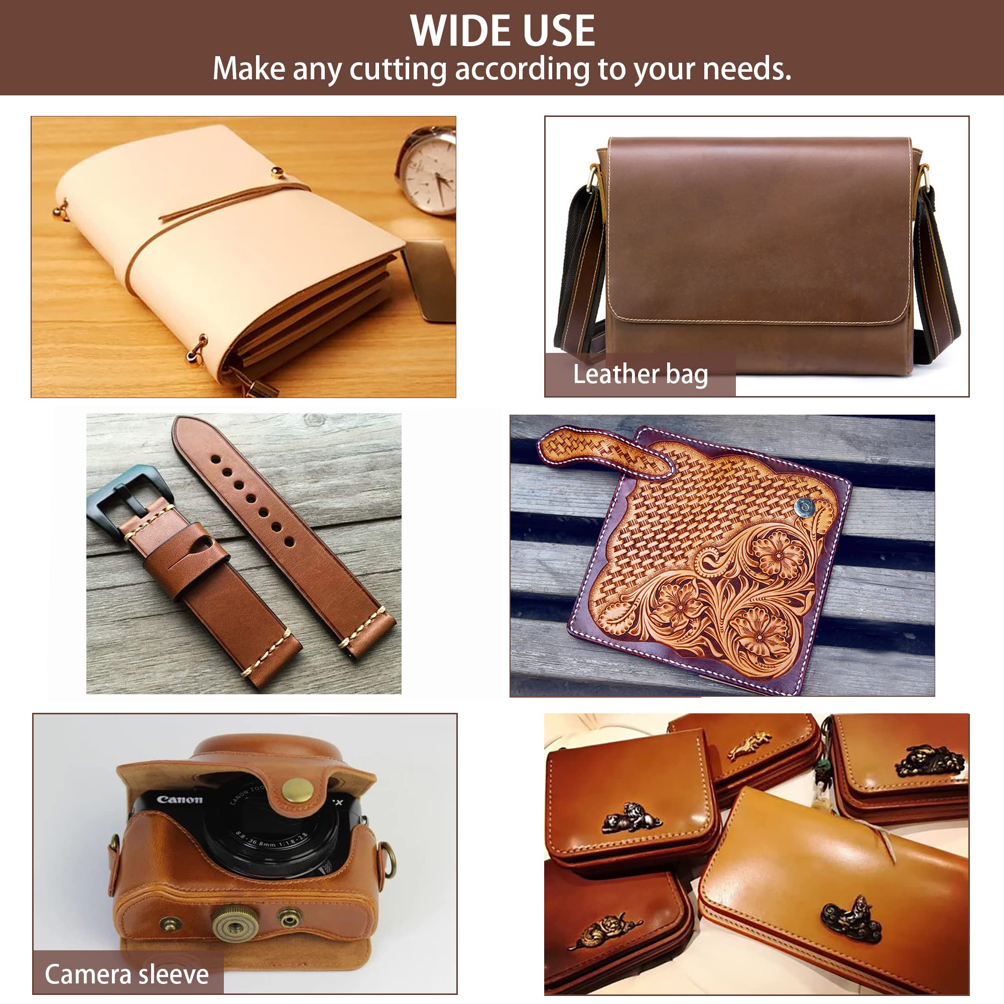 Vegetable Tanned Leather Sheets for Crafts (3.5-4.0oz | 1.5mm Thickness) Full Grain Tooling Leather Thick Cowhide Crafting Leather (Creamy-1.5mm, 12"x12")