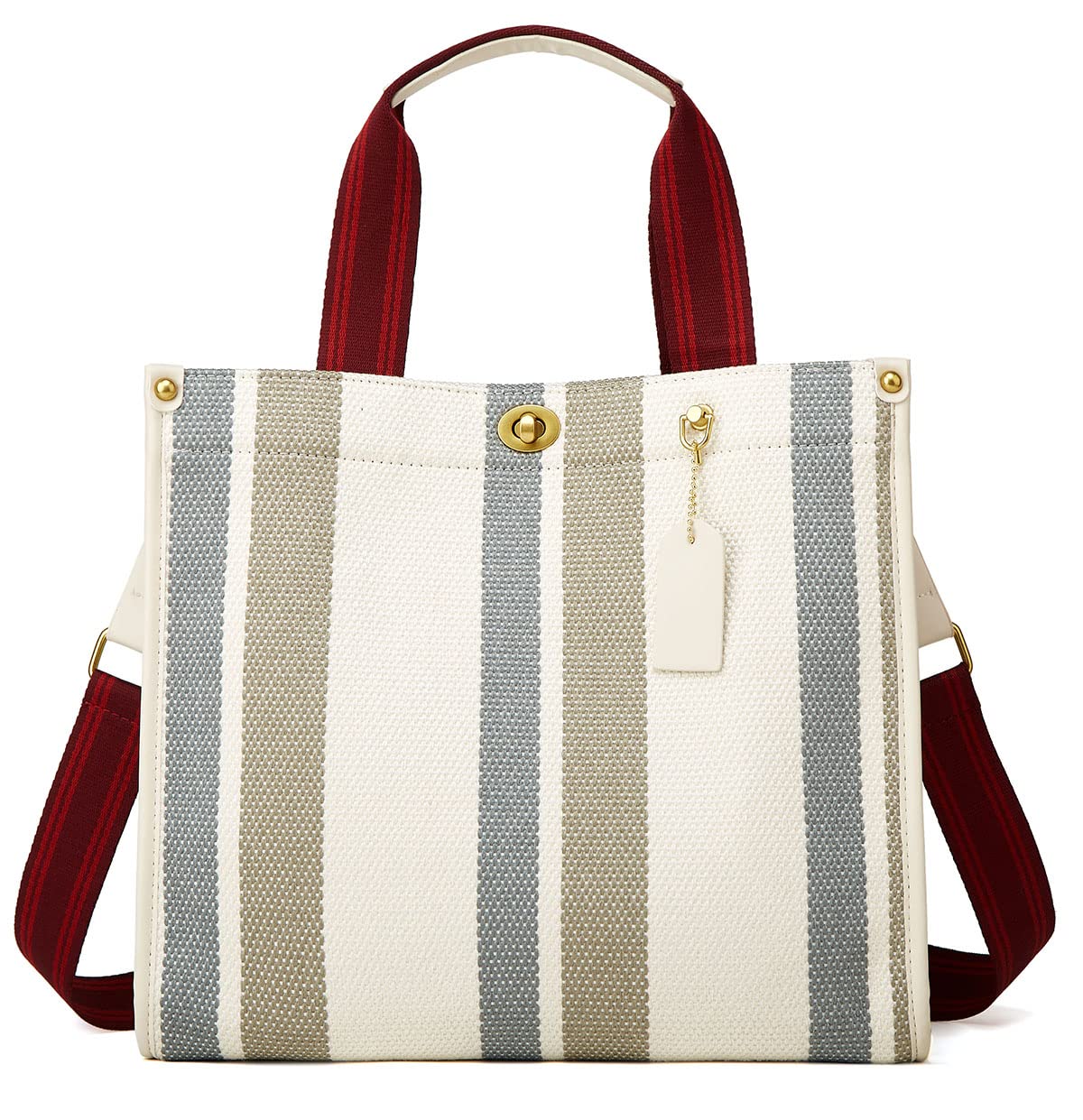 Tote Bag Hobo Bag for Women Canvas Shoulder Bag Chic Crossbody Bag Satchel Large Handbag Color Contrast Stripe