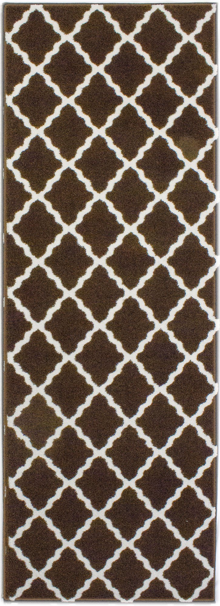 Super Area Rugs Country Classic Trellis Area Rug, Brown, 2' 7" x 7' 10" Runner