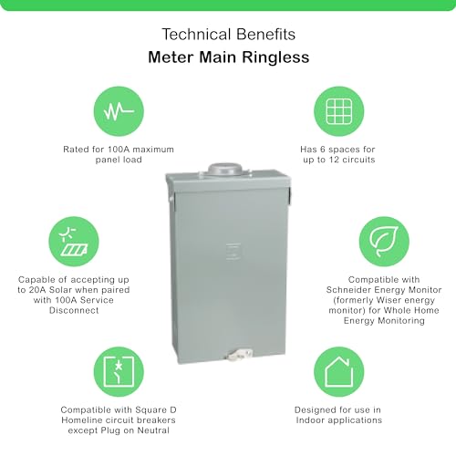 Square D - HOM612L100RBCP Homeline 100 Amp 6-Space 12-Circuit Outdoor Main Lugs Load Center