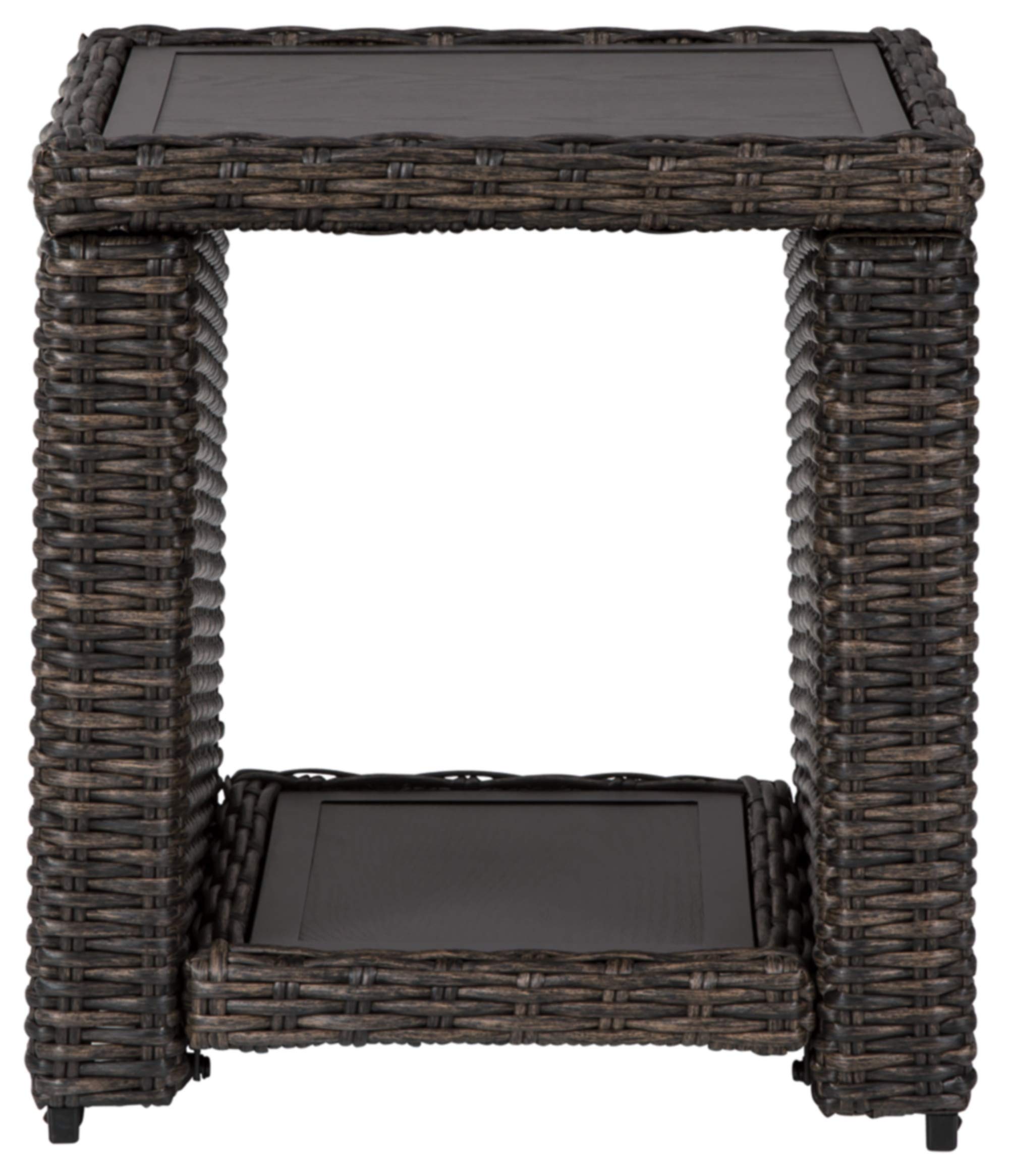 Signature Design by Ashley Paradise Trail Outdoor Patio Sofa with Cushion, 2 Pillows and Square End Table, Brown & Beige
