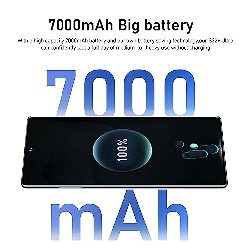 Unlock Smart Phone For13, 8G 256G, Large Thin Screen 6.6in HD Display, Camera 24MP Rear 8MP Front, WiFi BT GPS, 7000mAh, Network 4G (Black)