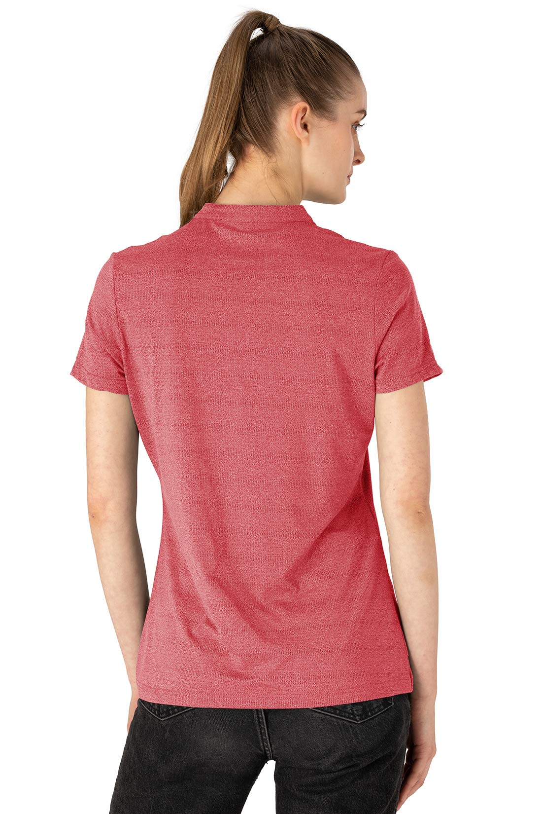 YSENTO Women's Dry Fit Golf Polo Shirts Short Sleeve V Neck Collarless Athletic Activewear Shirts Shirts Red S