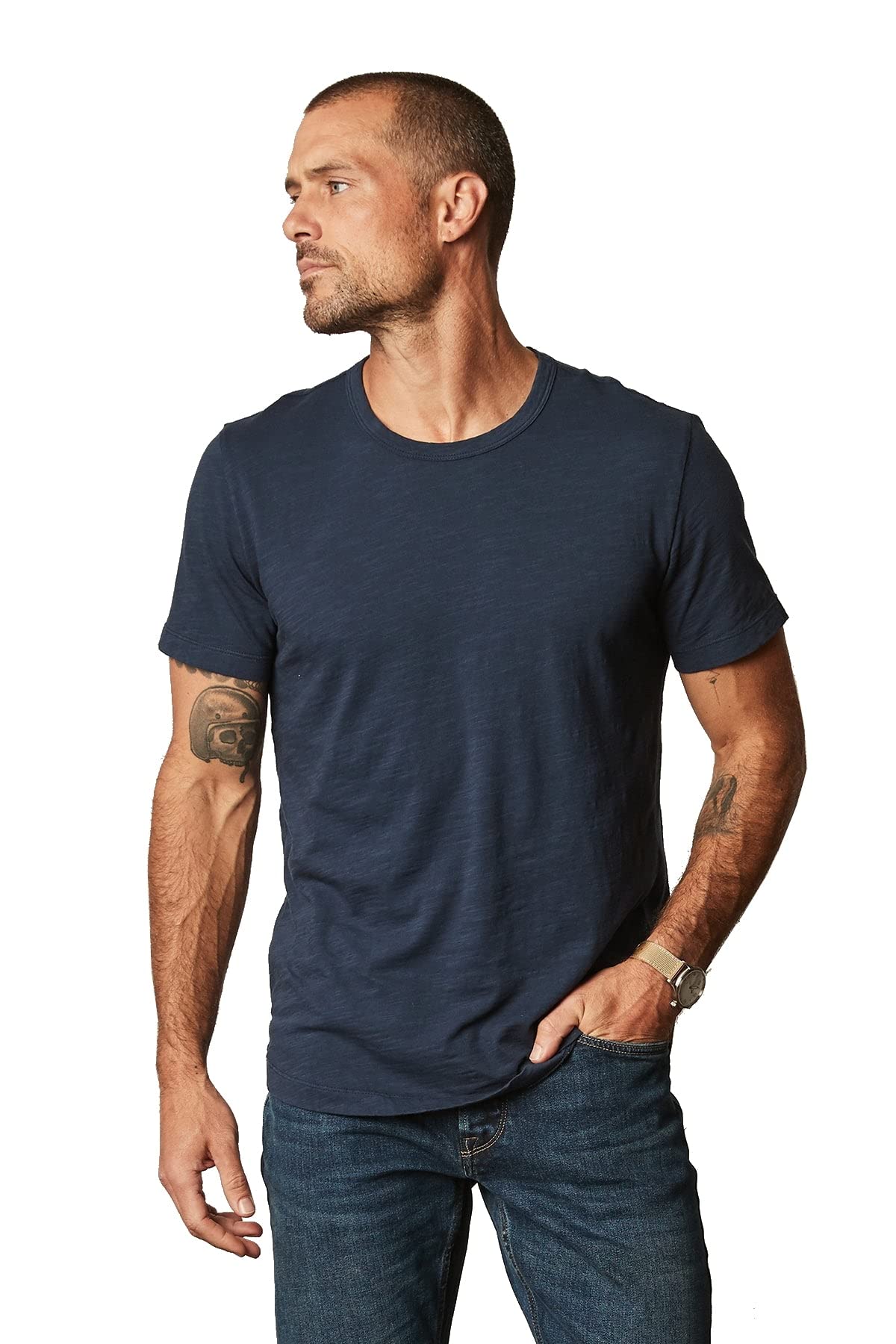 Velvet by Graham & Spencer mens Velvet Graham Spencer Men's Amaro Rounded Hem Crew Shirt, Midnight, X-Large US