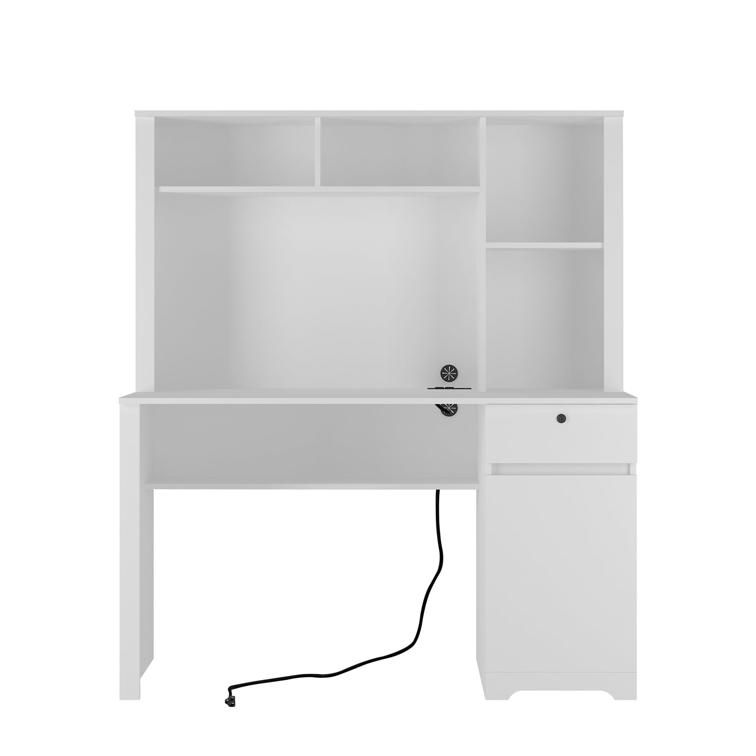 SQLIFE Writing Computer Desk, Corner Desk/Gaming Desk, Modern Study Writing Desk with Charging Station, Home Office Desk Workstation for Home Office
