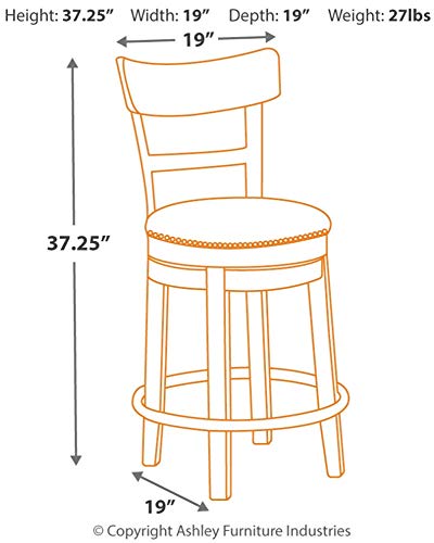 Signature Design by Ashley Pinnadel 24.25" Modern Farmhouse Swivel Counter Height Barstool, Light Brown