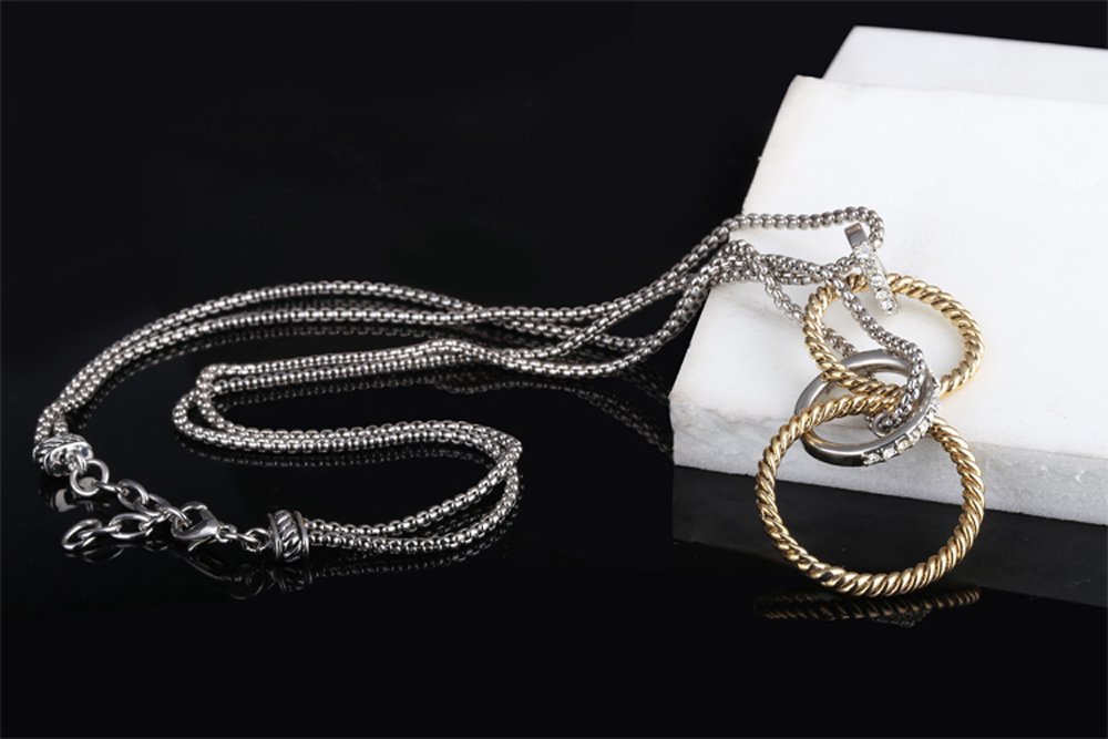 UNY Luxury Cable wire design linked Chain Necklace Women Fashion Jewelry drop Heart shape Unique Present