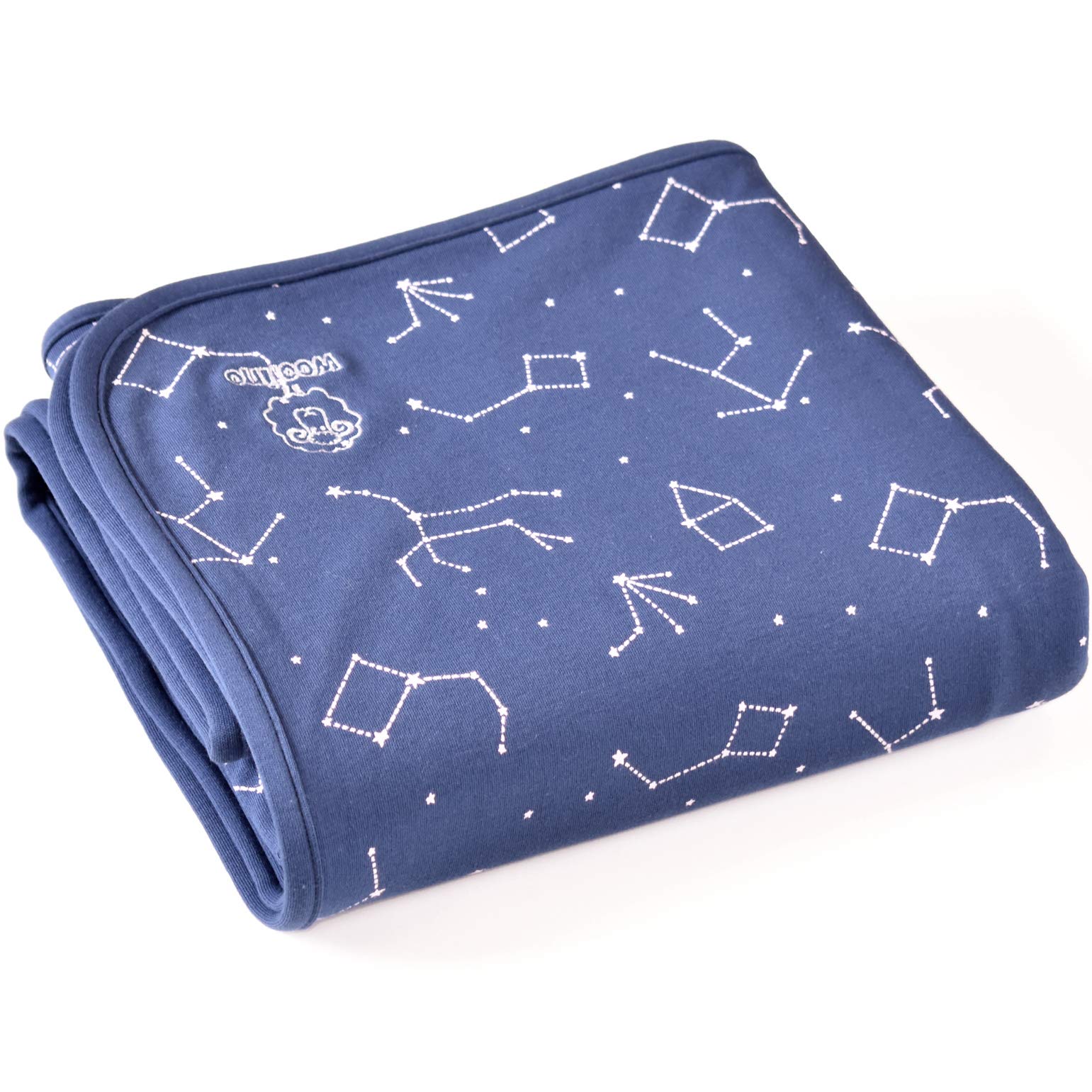 Woolino Toddler Blanket - Merino Wool and Organic Cotton Baby Blanket for Girls and Boys - 4 Season - 52.5” x 40” - Nightsky