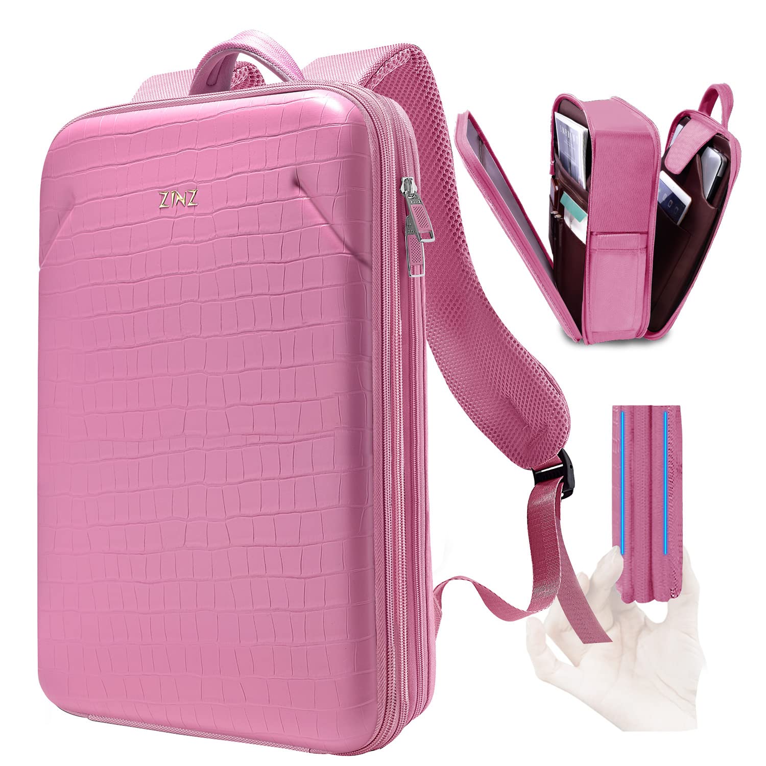 ZINZ Slim Laptop Backpack 15 15.6 16 Inch with Variable Capacity and USB Port, Anti-Theft Business Backpack Water-Resistant Travel Backpack Daypack, One-pices Shell Never Deformation,P01K01