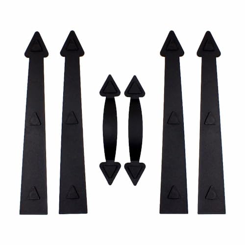 WINSOON Magnetic Decorative Garage Door Carriage Accents Hardware Kit, 1 Set of House Garage Faux Hinges & Handles, Screw in, Curb Appeal Decor, Black