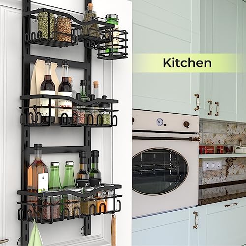 Vmiya 3-Tier Over-the-Door Shower Caddy, Hanging Shower Caddy Rack with Soap and Toothbrush Holder, Rustproof Bathroom Shampoo Holder for Shower
