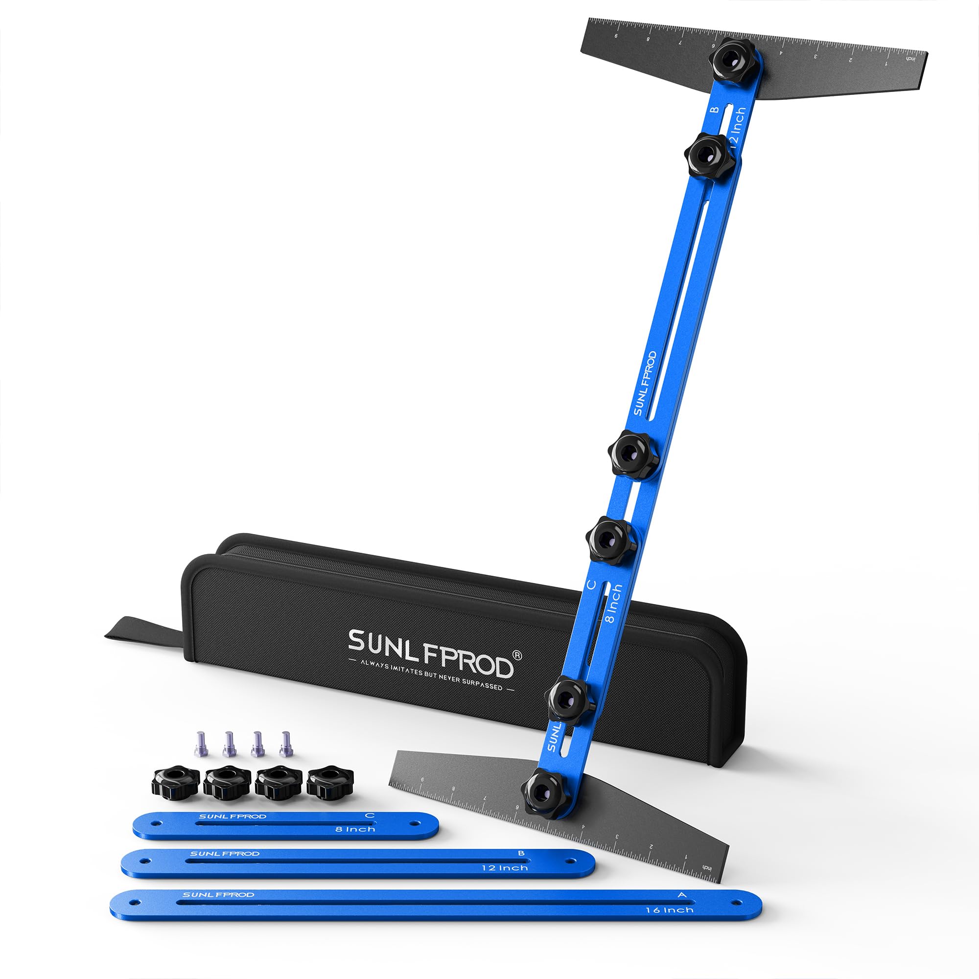 SUNLFPROD Stair Tread Template Tool Metal Stair Tread Gauge, Shelf Layout Tool & Stair Tread Jig, Measuring Stair Tool Compatible with Many Types of Layout Projects