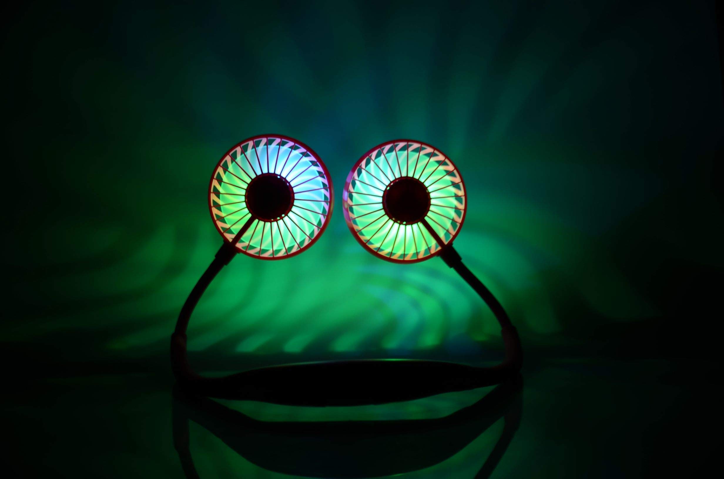 Wireless Express LED Neck Fan with Neckband - Lightweight Small Fan - Portable Mini USB Fan - Rechargeable Personal Fan (Blue)