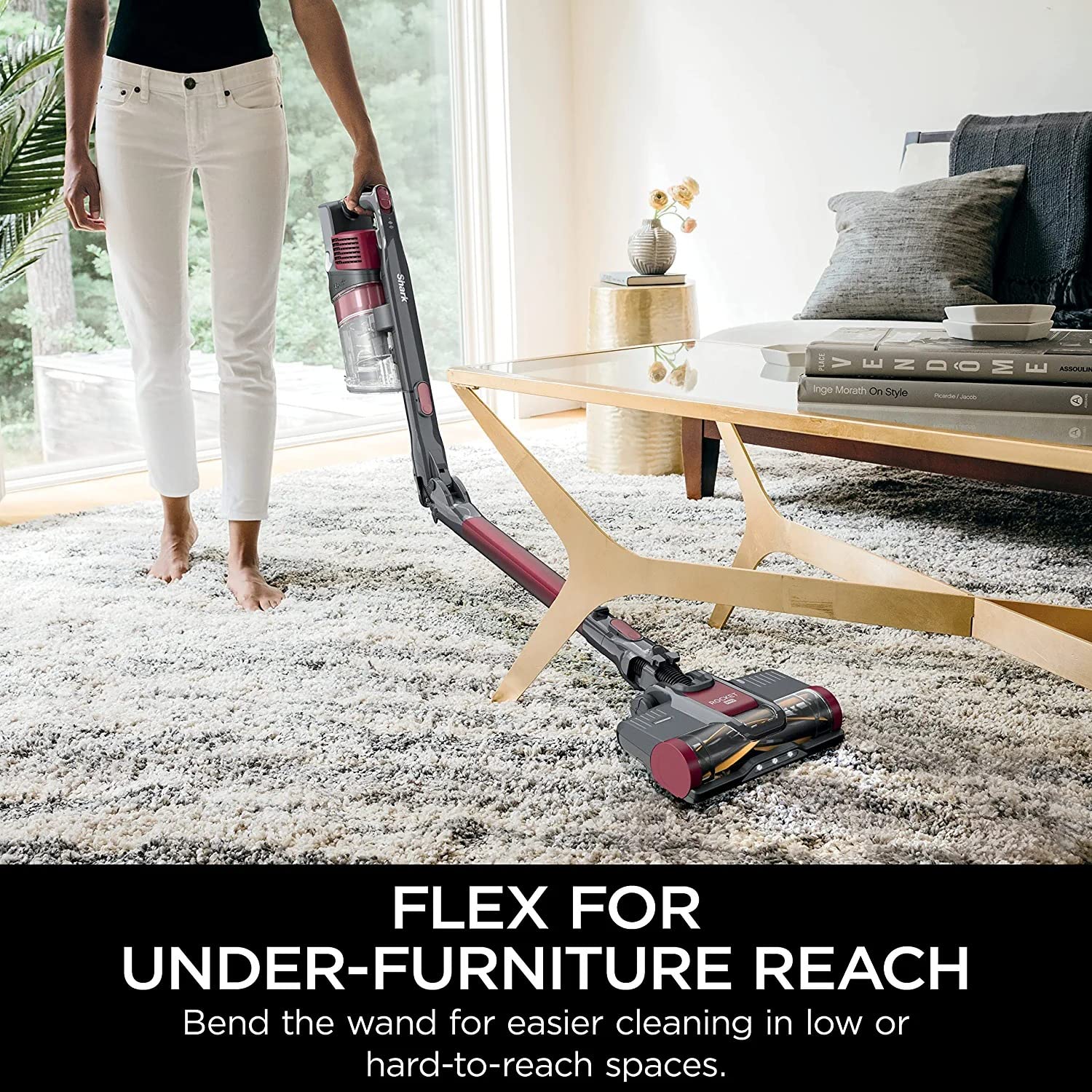 Shark QZ163H Pet Plus Cordless Stick Vacuum with Self-Cleaning Brushroll, MultiFLEX, Crevice Tool & Pet Multi-Tool, 40-min Runtime (Renewed) (Coral)
