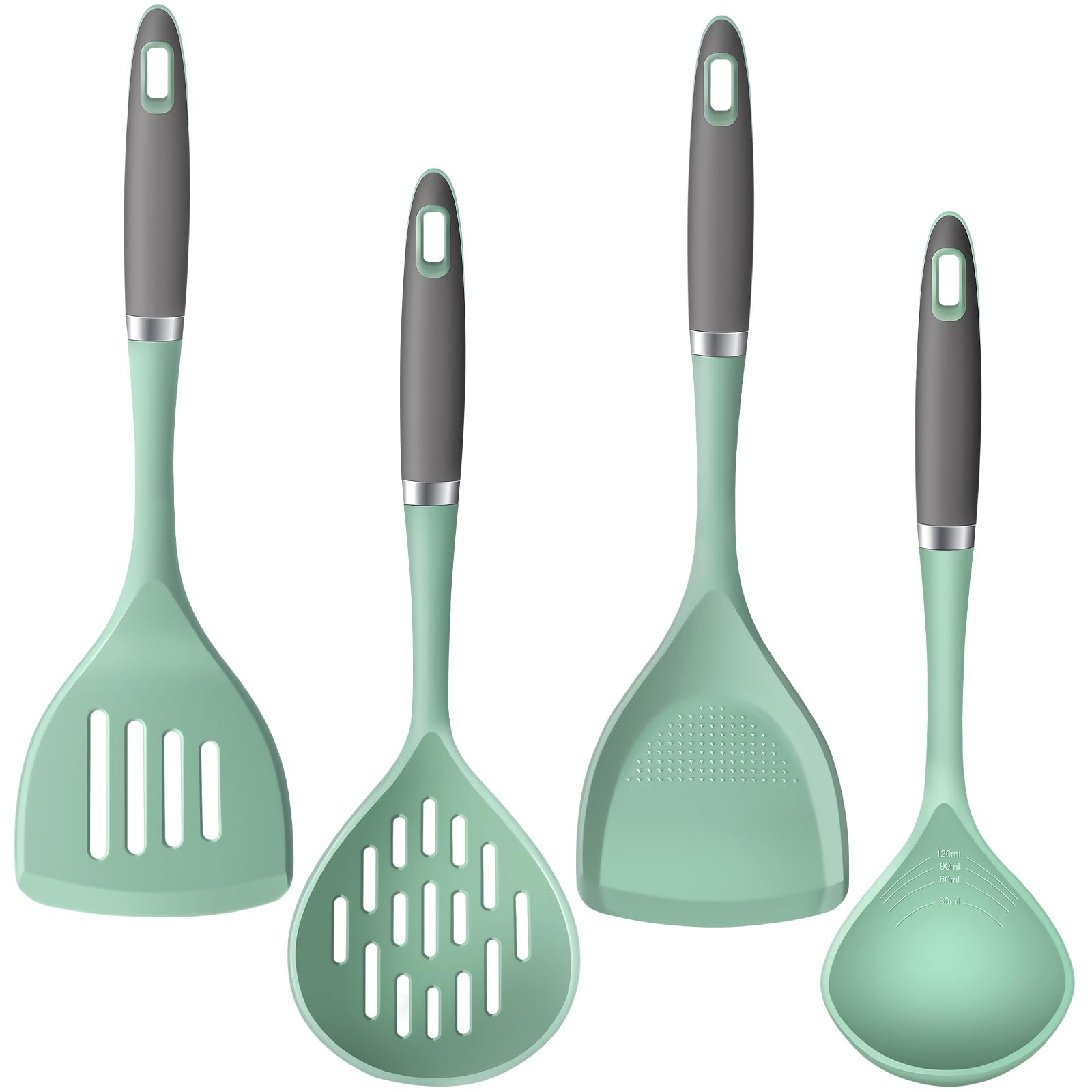 Silicone Cooking Utensils Set,4pcs Large Heat Resistant Kitchen Utensils Set Spatula,Kitchen Utensil Gadgets Tools Set for Nonstick Cookware,Dishwasher Safe (BPA Free)