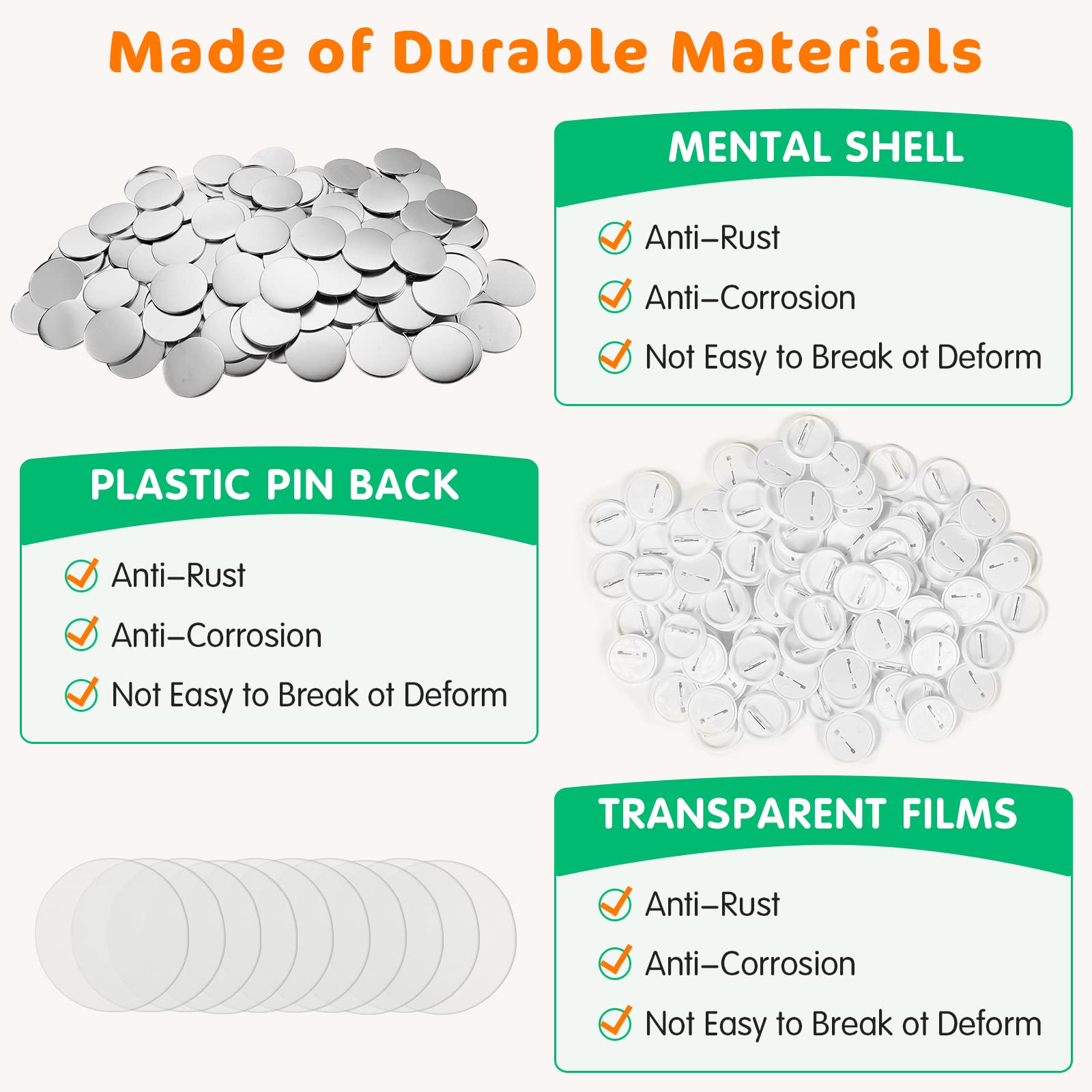 Upgrade Button Maker Machine Multiple Sizes + 58mm Button Making Parts 200 Sets